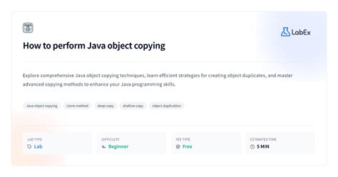how to perform java object copying labex