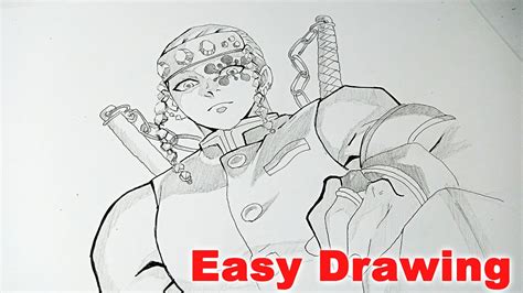 Fan Art Drawing How To Draw Tengen Uzui Easy Step By Step Youtube