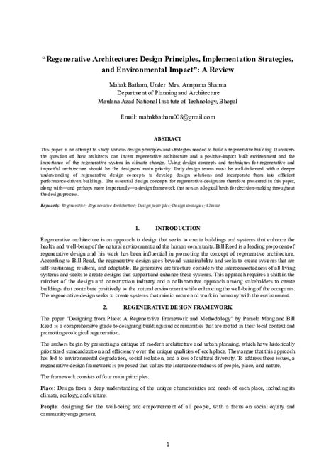 Pdf Regenerative Architecture Design Principles Implementation