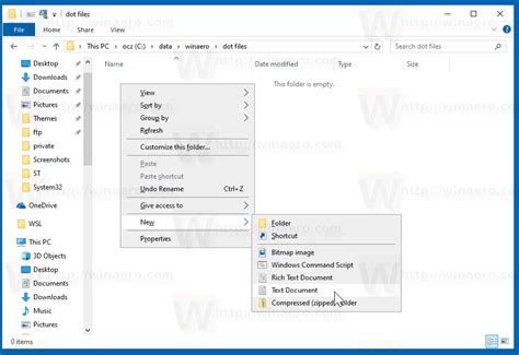 you can create and rename files that start with dot in windows 10