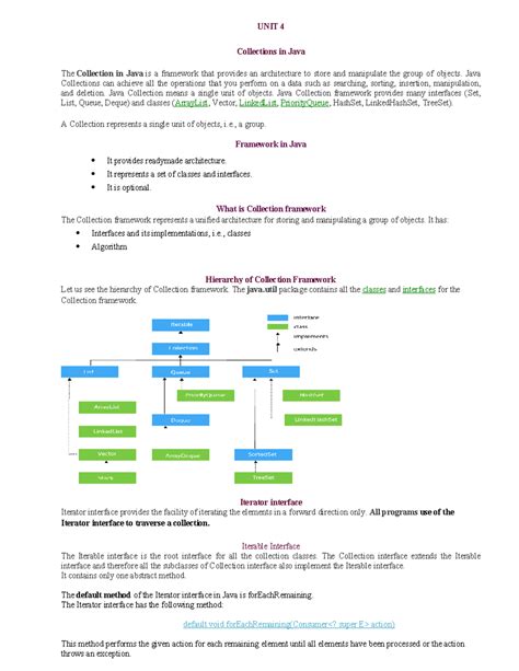 Notes Unit 4 Btech 2 Yr 4 Sem Subject Unit 4 Collections In Java The Collection In Java Is
