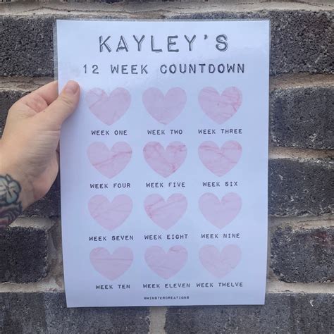 Personalised A4 Any Name 12 Week Countdown Weight Loss Chart Tracker P