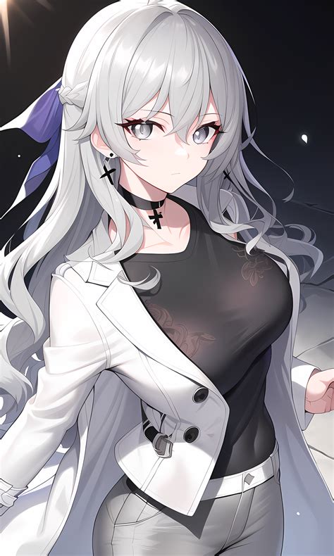 Anime Girl With Silver Eyes