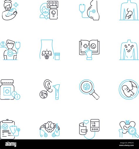 Healthcare Facility Linear Icons Set Hospital Clinic Ambulatory
