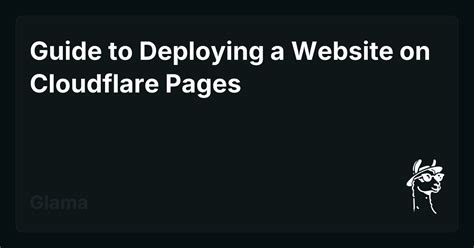 Guide To Deploying A Website On Cloudflare Pages Glama