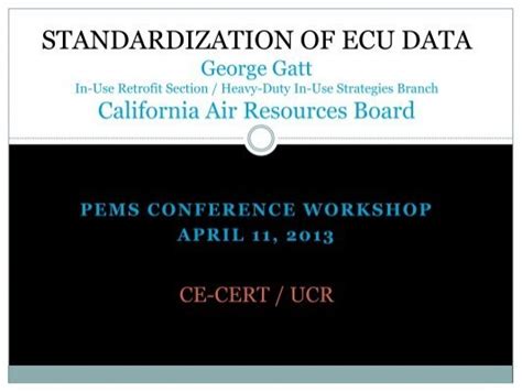 Standardization Of Ecu Data