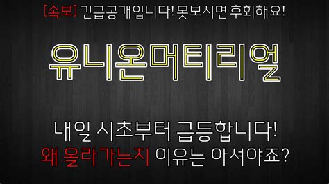± 되는 유니온머티리얼 속보 긴급공개입니다 못보시면 후회해요 Youtube