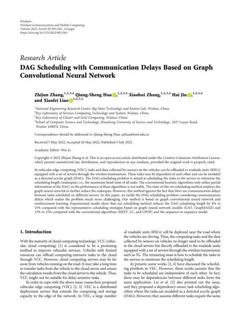 Pdf Dag Scheduling With Communication Delays Based On Graph