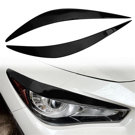 Glossy Black Q50 Eyelid Psler Headlight Eyelids Headlight Eyebrows Trim Front Headlight Cover