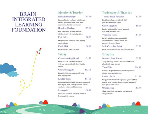 Free School Canteen Menu Template To Edit Online