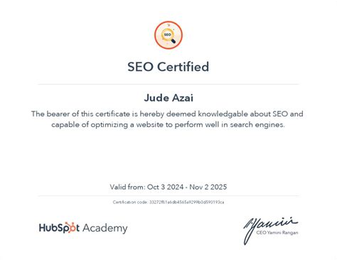 Jude Azai On Linkedin Hubspot Academy Seo Certification 18 Comments