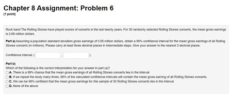 solved chapter 8 assignment problem 6 1 point rock band