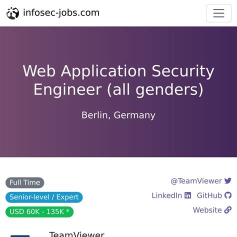 [hiring] web application security engineer all genders in berlin