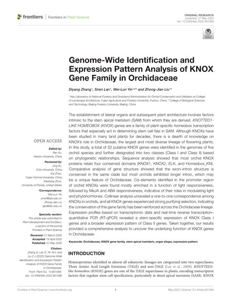 Pdf Genome Wide Identification And Expression Pattern Analysis Of