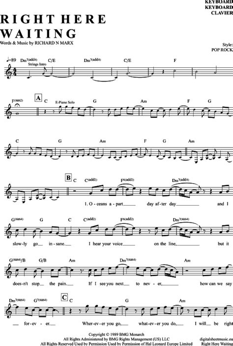 Right Here Waiting Sheet Music By Richard Marx 7060673 Notendownload