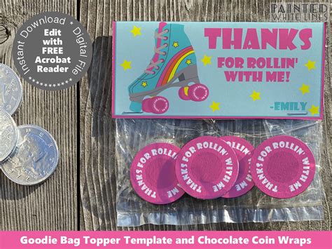 Roller Skating Party Favor Bags Template Download Printable Goody Bag