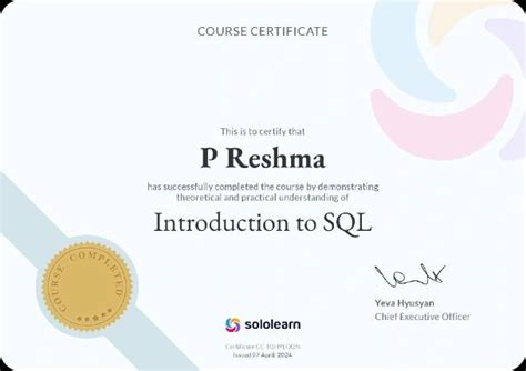 Sql Certification Datamastery Reshma P