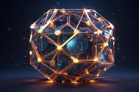 Premium Photo Blockchain Digital Illuminated Shape Big Data Node Base