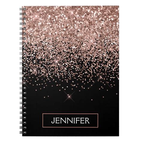 Rose Gold Blush Pink Glitter Monogram Girly Notebook Zazzle Com