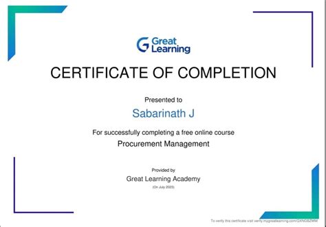 Sabarinath J On Linkedin Successfully🏆💪 Completed The Procurement Course