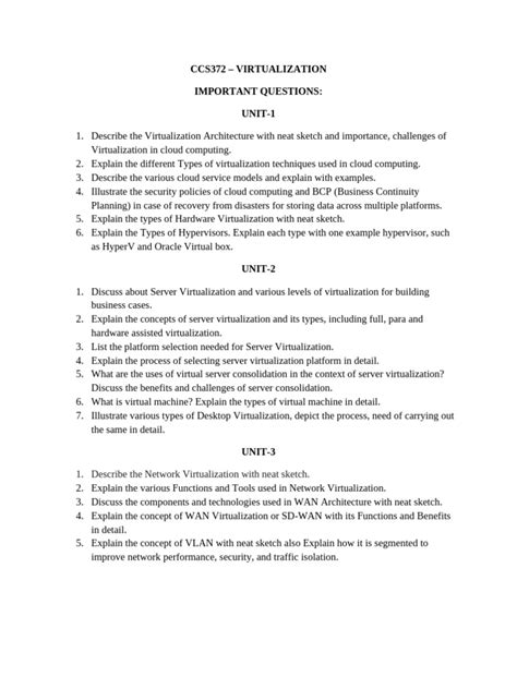 Ccs372 Important Questions Pdf Virtualization Cloud Computing