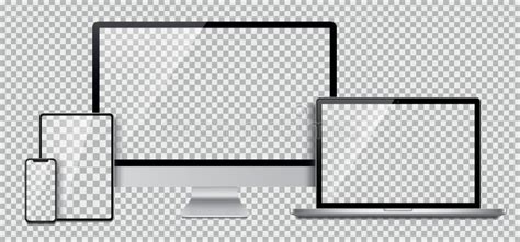 Realistic Set Of Monitor Laptop Tablet Smartphone Stock Vector Stock Vector Illustration