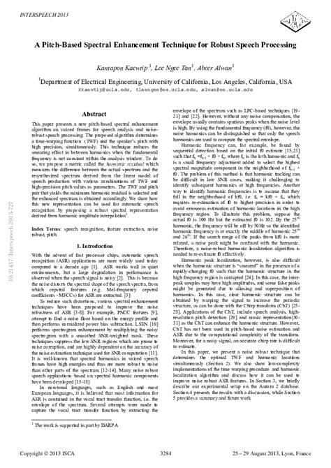 pdf a pitch based spectral enhancement technique for robust speech