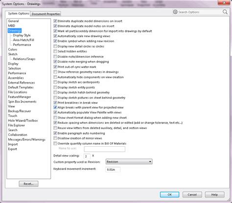 System Options Drawings Solidworks Api Help
