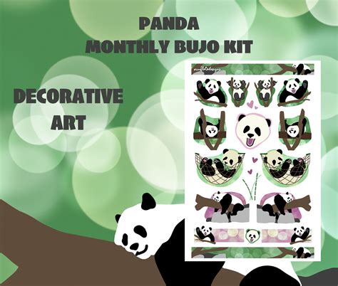 Panda Monthly Bujo Sticker Kit Digital Download Erin Floto Designs