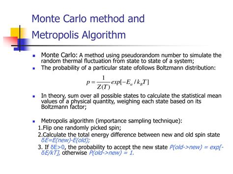 ppt monte carlo simulation of ising model and phase transition