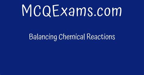 Balancing Chemical Reactions Solution