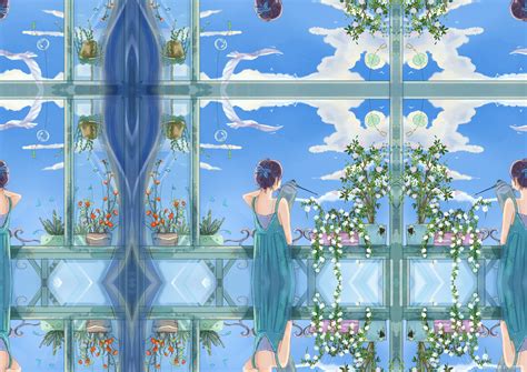 飞鸟，花，少女风格插画设计作品 设计人才灵活用工 设计dna