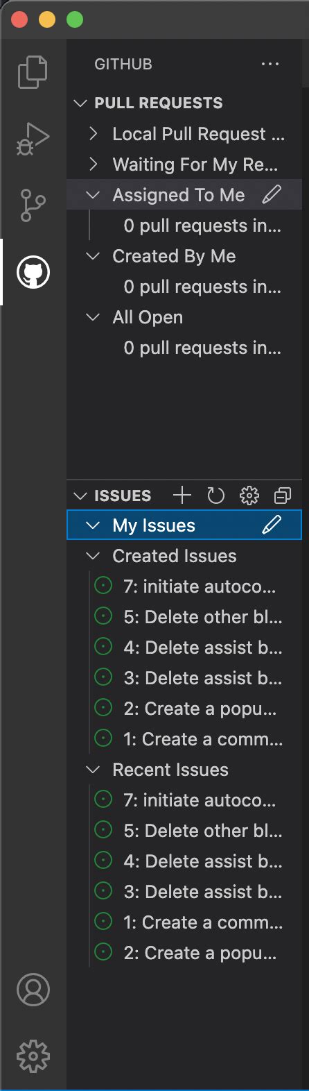 No Github Pull Requests And Issues In The Sidebar Issues
