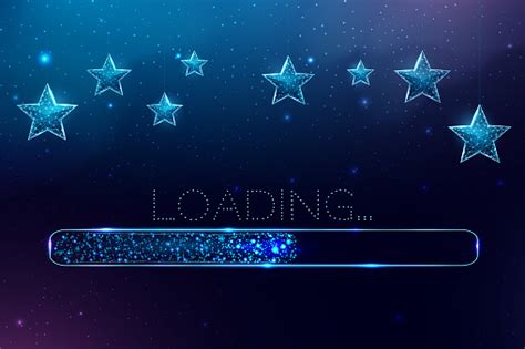 와이어 프레임 크리스마스 별과 로딩 바 낮은 폴리 스타일 메리 크리스마스와 새해 배너 파란색 배경에 추상 적 현대 3d 벡터 그림 로우 폴리곤 모델링에 대한 스톡 벡터 아트