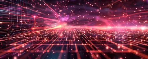 Futuristic Digital Landscape With Dynamic Lights And Neon Colors