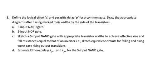3 define the logical effort g and parasitic