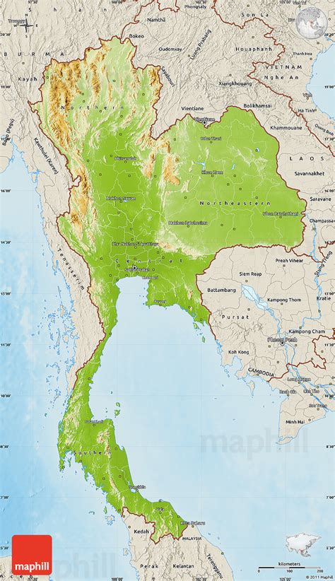 Physical Map Mountains Thailand Map Guide Bank2home