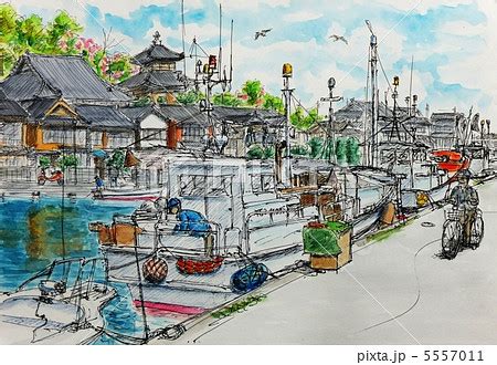 漁港のイラスト素材 5557011 PIXTA