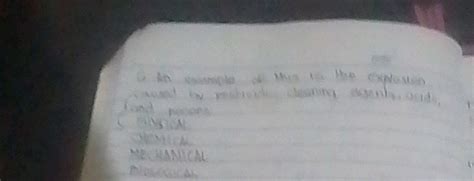 An Example Of This Is The Explosion Caused By Peroxide Cleaning Agents