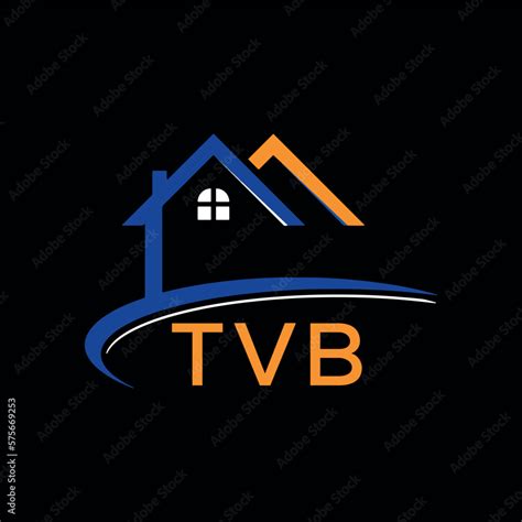 Tvb House Logo Letter Logo Tvb Blue Image On Black Background And