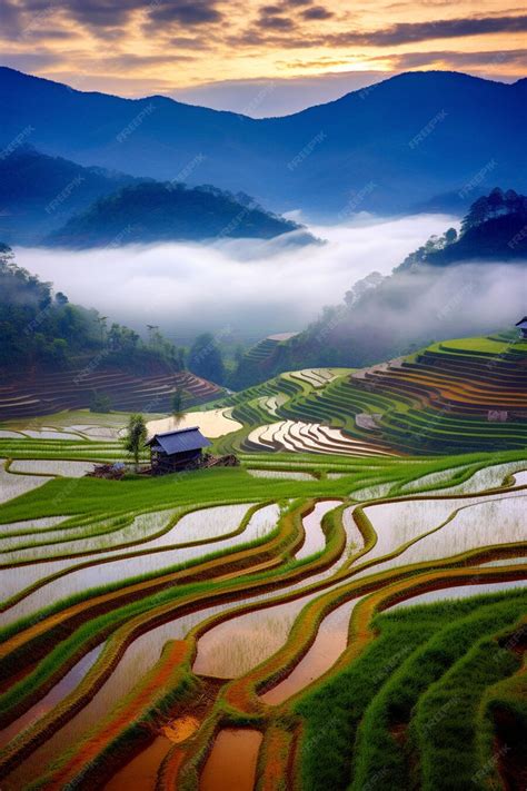 Photo Of Ripe Rice Paddy Field In A Beautiful Paddy Field Background