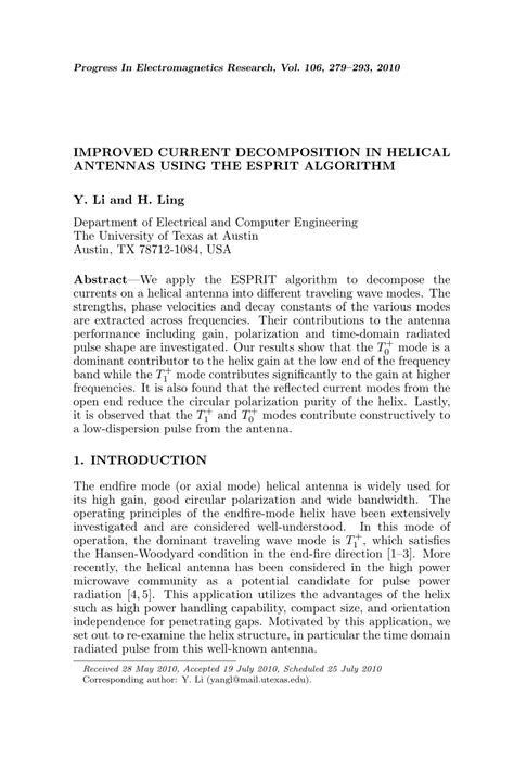 Pdf Improved Current Decomposition In Helical Antennas Using The