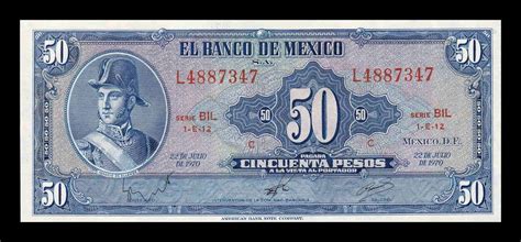 México 50 Pesos 1970 Pick 49s Serie BIL SC aUNC NUMISMÁTICA LA LONJA