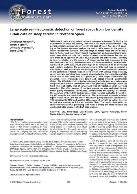 Pdf Large Scale Semi Automatic Detection Of Forest Roads From Low