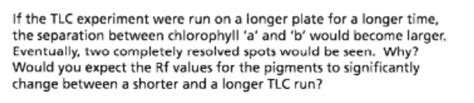 Solved If The Tlc Experiment Were Run On A Longer Plate For