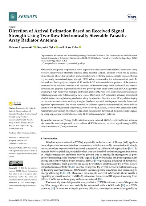 Pdf Direction Of Arrival Estimation Based On Received Signal Strength Using Two Row