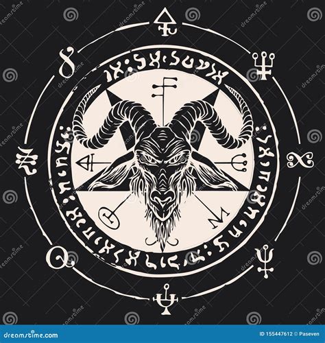 Head Of A Horned Goat And Pentagram Stock Vector Illustration Of
