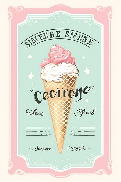 Etiqueta De Helado Cuchara Vintage De Helado Colores Pastel Etiqueta