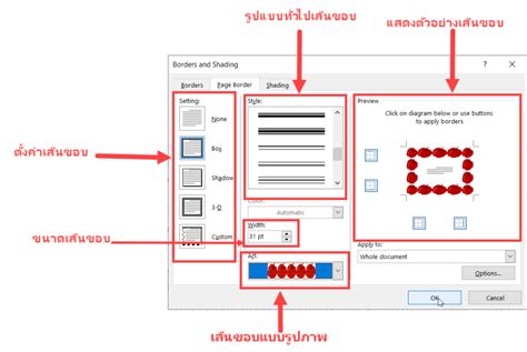 การใส่เส้นขอบเอกสารใน Microsoft Word น้องแอนดอทคอม