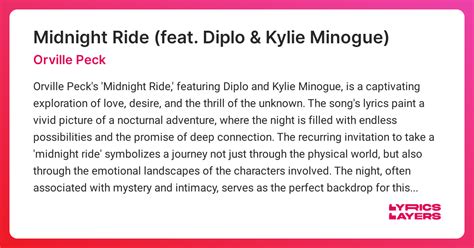 Meaning Of Midnight Ride Feat Diplo And Kylie Minogue Orville Peck